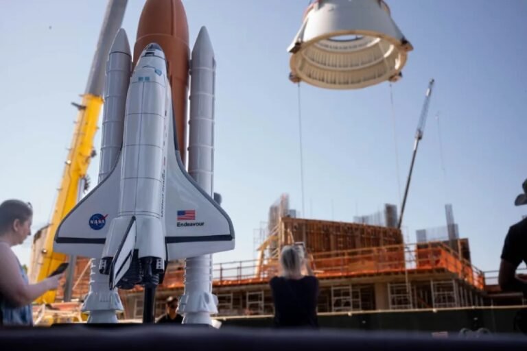 The Space Shuttle Endeavour Has Been Raised Into a Position Suitable ...